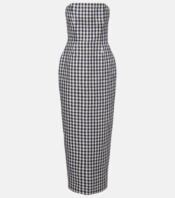 Posse Romeo Gingham Strapless Maxi Dress - Blue