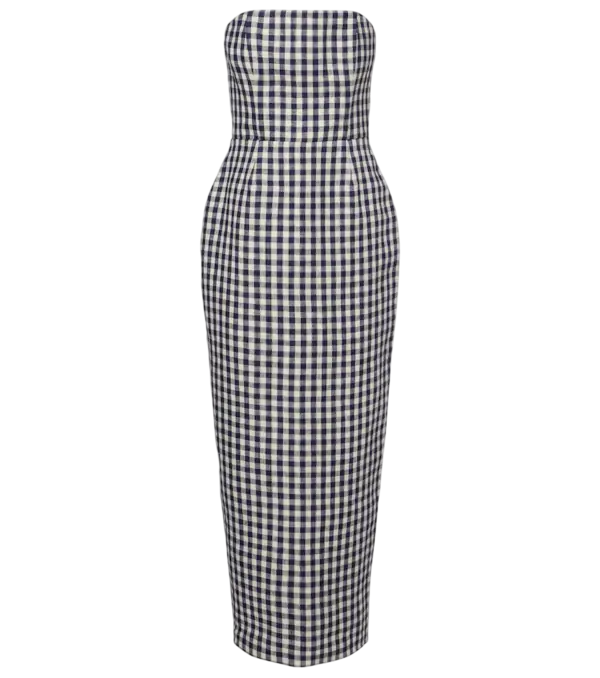 Posse Romeo Gingham Strapless Maxi Dress - Blue