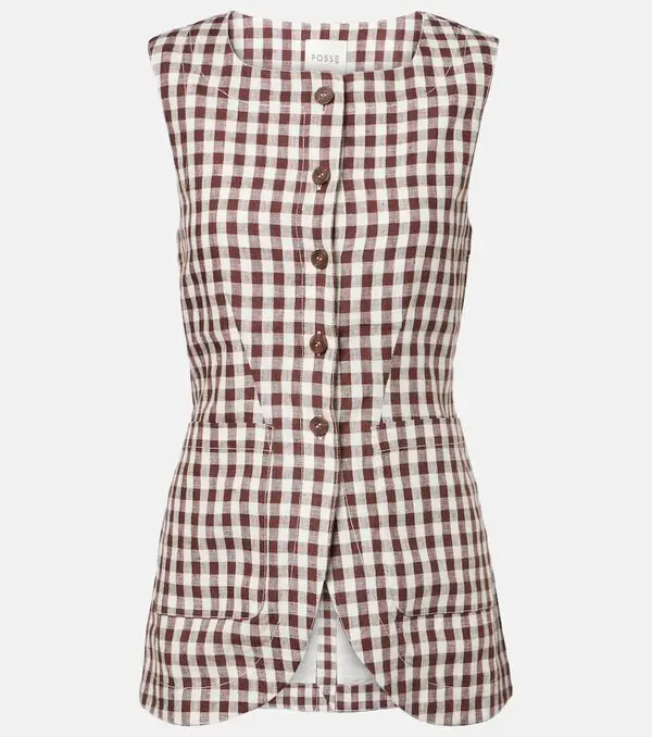 Posse Romeo Gingham Linen Vest