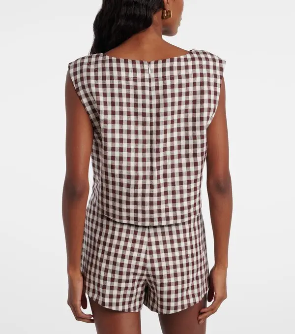Posse Martina Gingham Linen Crop Top