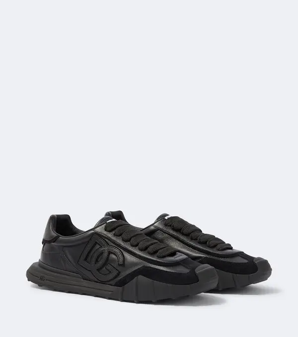 Dolce & Gabbana Leather Lace-up Sneakers - Black