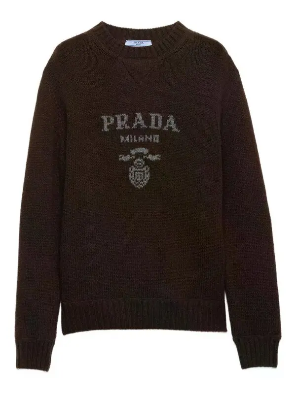 Prada Logo Crew-neck Sweater - Brown