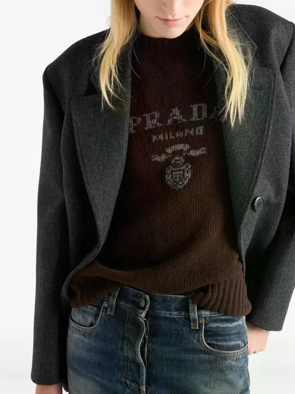 Prada Logo Crew-neck Sweater - Brown