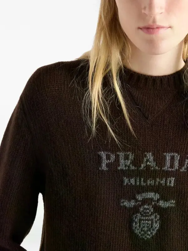 Prada Logo Crew-neck Sweater - Brown
