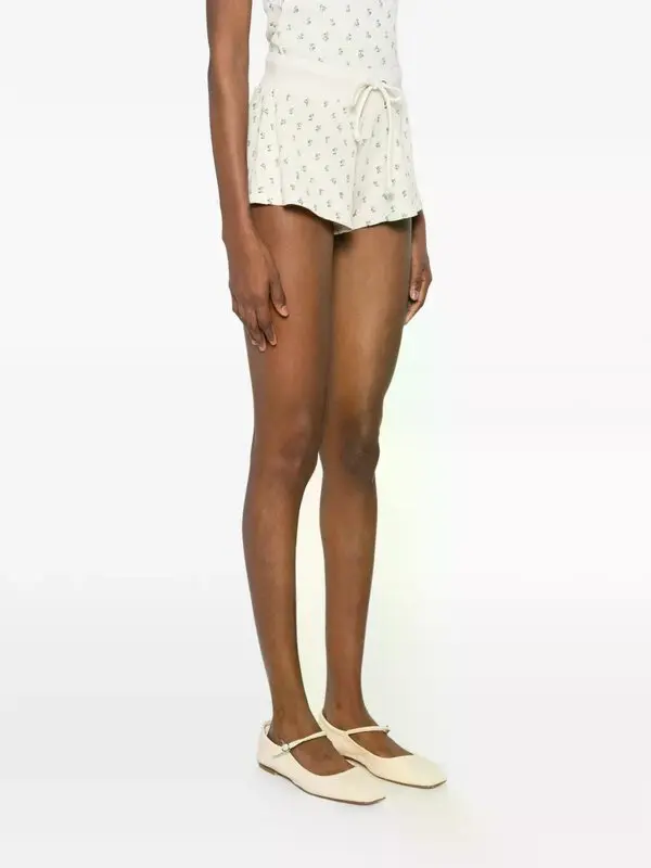 Frankies Bikinis Thermal Floral-print Shorts - Neutrals