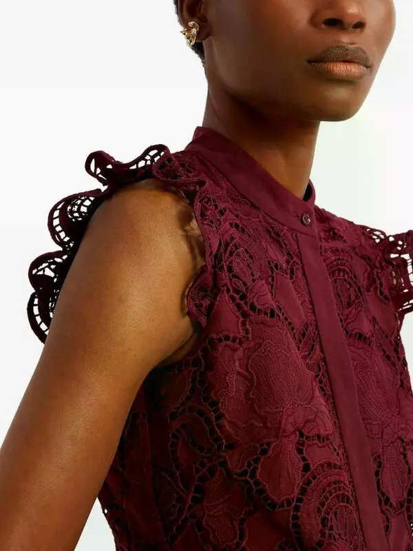 Erdem Ruffled Lace Midi Dress