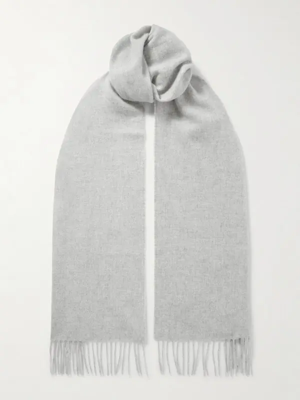 Johnstons Of Elgin Fringed Cashmere Scarf - Gray