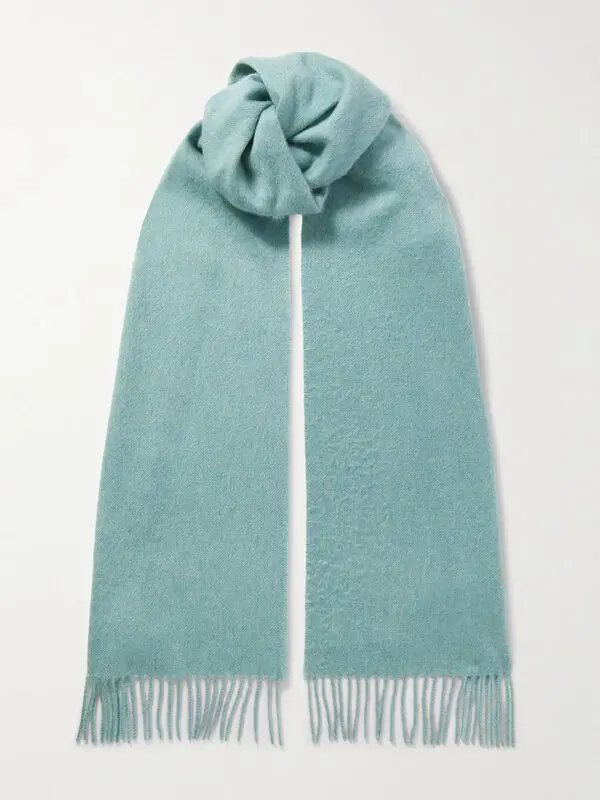 Johnstons Of Elgin Fringed Cashmere Scarf - Blue