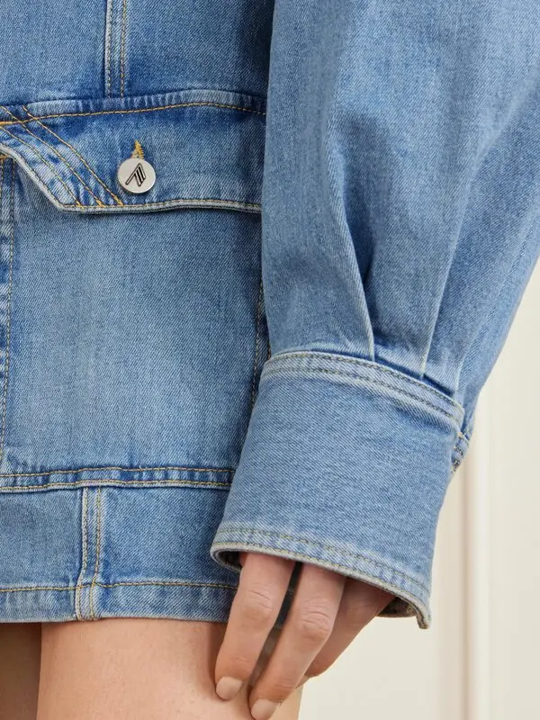 Attico Paneled Denim Mini Shirt Dress - Blue
