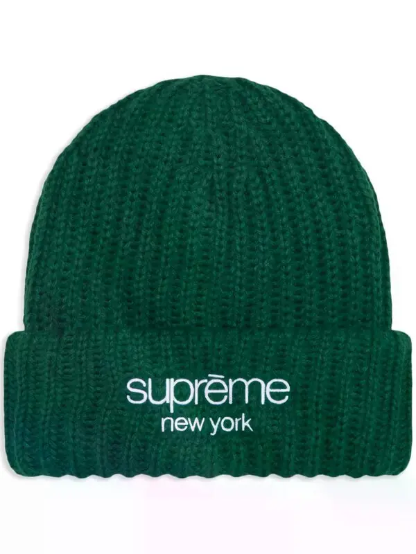 Supreme Classic Logo Ribbed Beanie - Green