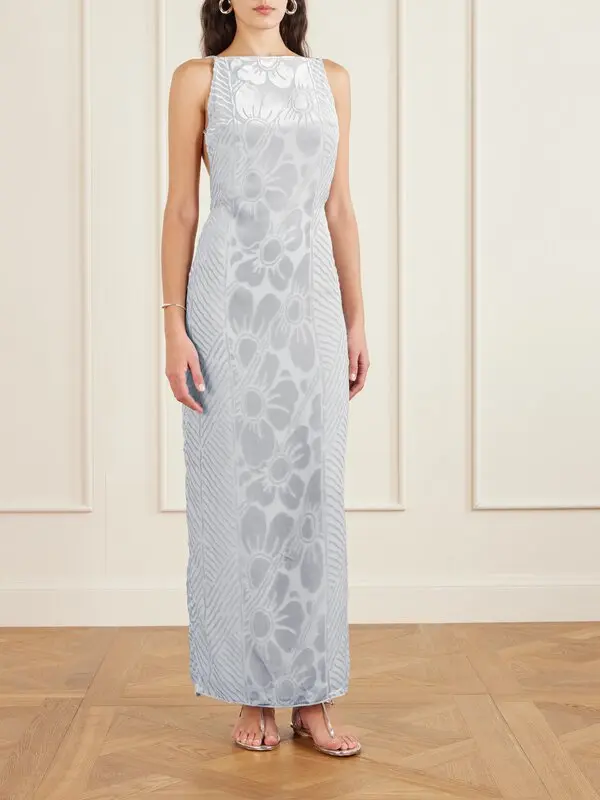 SIR. Ventura Open-back Floral Devoré-velvet Gown