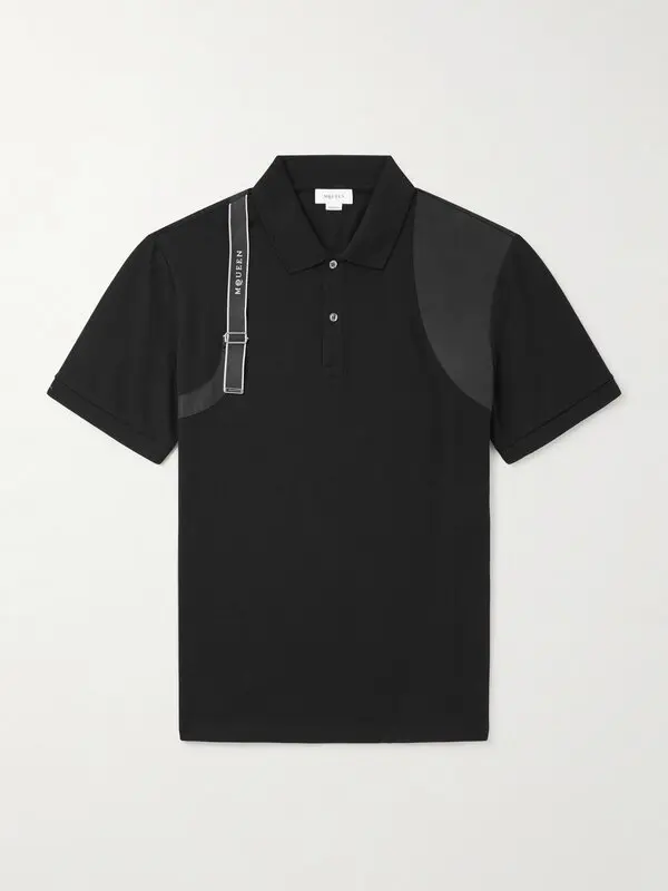 Alexander McQueen Harness-detailed Cotton-piqué Polo Shirt - Black