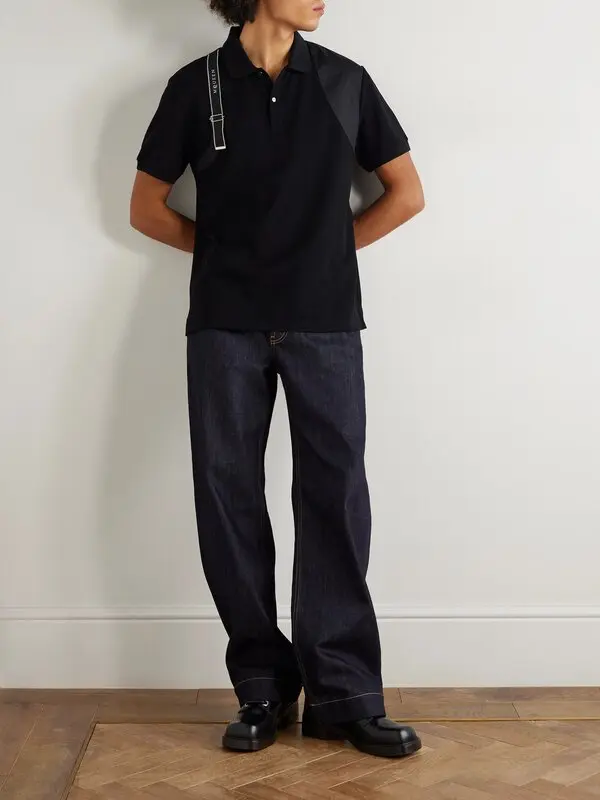 Alexander McQueen Harness-detailed Cotton-piqué Polo Shirt - Black