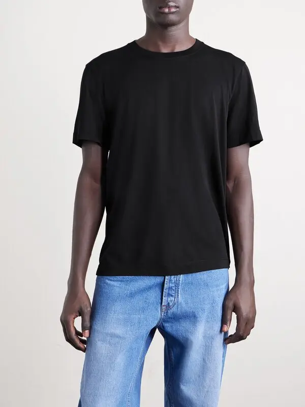 CDLP Three-pack Lyocell And Pima Cotton-blend Jersey T-shirts - Black