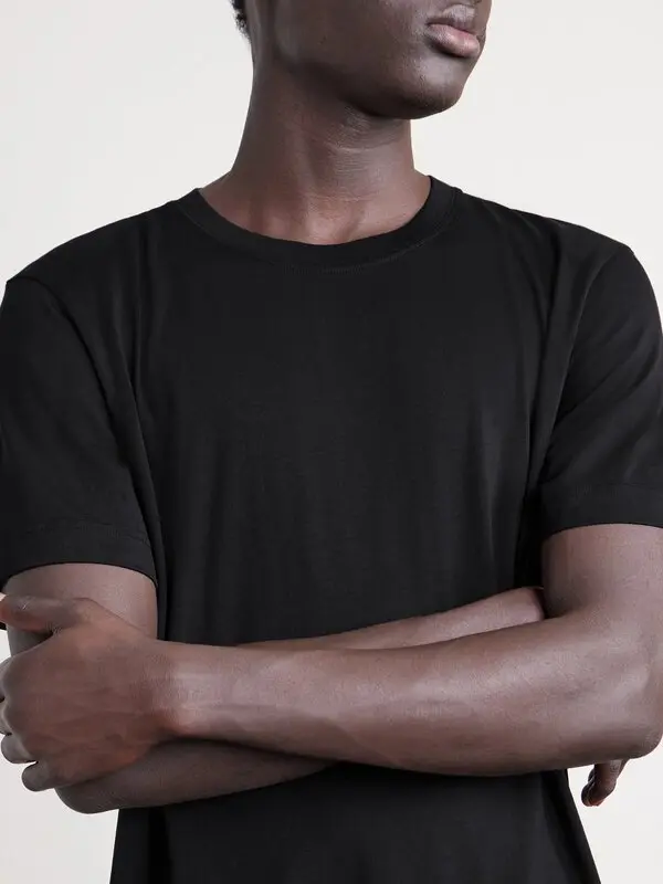 CDLP Three-pack Lyocell And Pima Cotton-blend Jersey T-shirts - Black