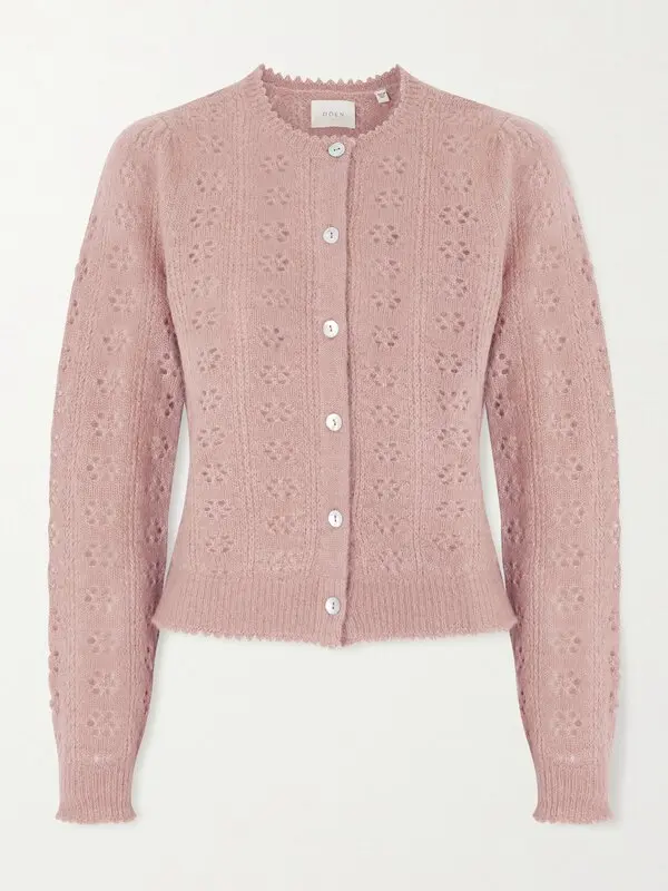 DÔEN Emery Pointelle-knit Cardigan