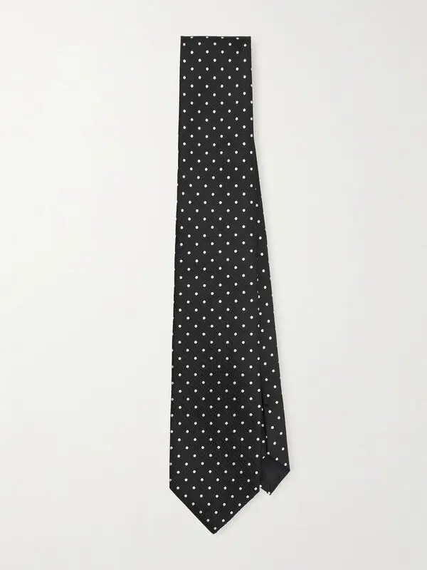 TOM FORD 8cm Polka-dot Embroidered Silk Tie - Black