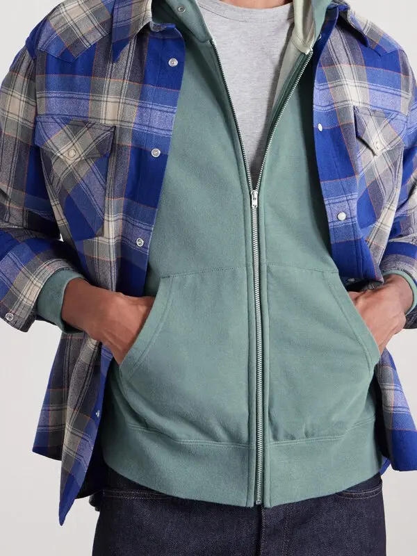 Visvim Jumbo Cotton-Jersey Zip-Up Hoodie - Green | Editorialist