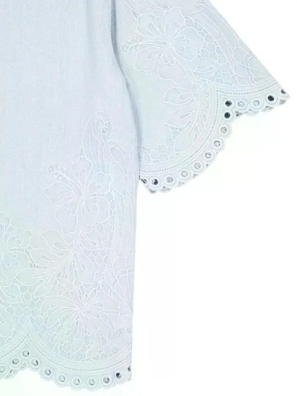 Zimmermann Daylight Floral-embroidered Denim Shirt