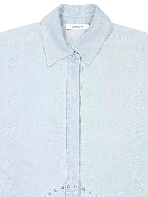 Zimmermann Daylight Floral-embroidered Denim Shirt