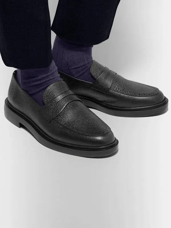 Thom Browne Pebble-grain Leather Penny Loafers
