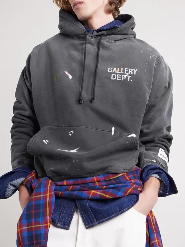 GALLERY DEPT. Logo-print Paint-splattered Hoodie