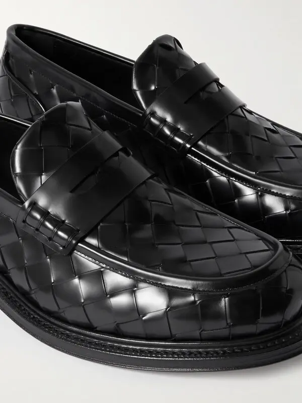 Bottega Veneta James Woven Leather Penny Loafers