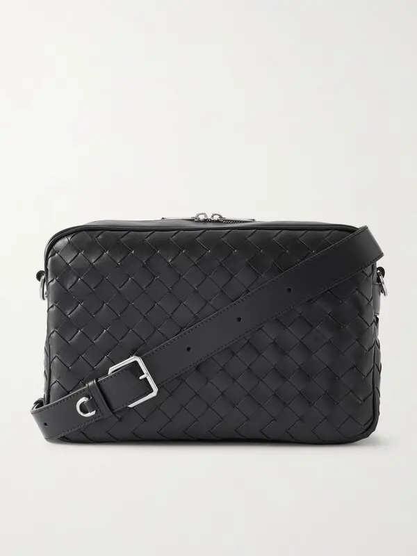 Bottega Veneta Intrecciato Leather Camera Bag - Black