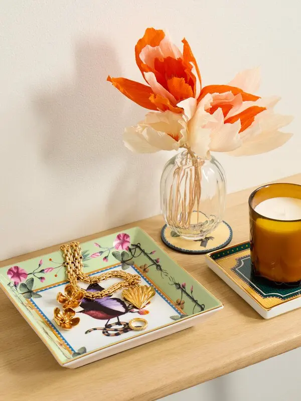 La DoubleJ Beto Val Gold-plated Porcelain Trinket Tray - Multi