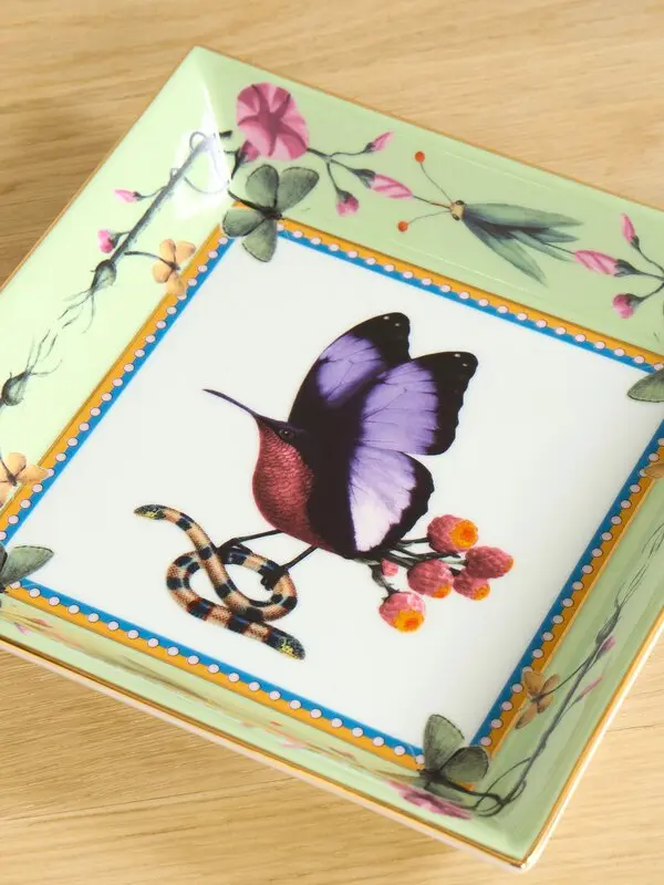La DoubleJ Beto Val Gold-plated Porcelain Trinket Tray - Multi
