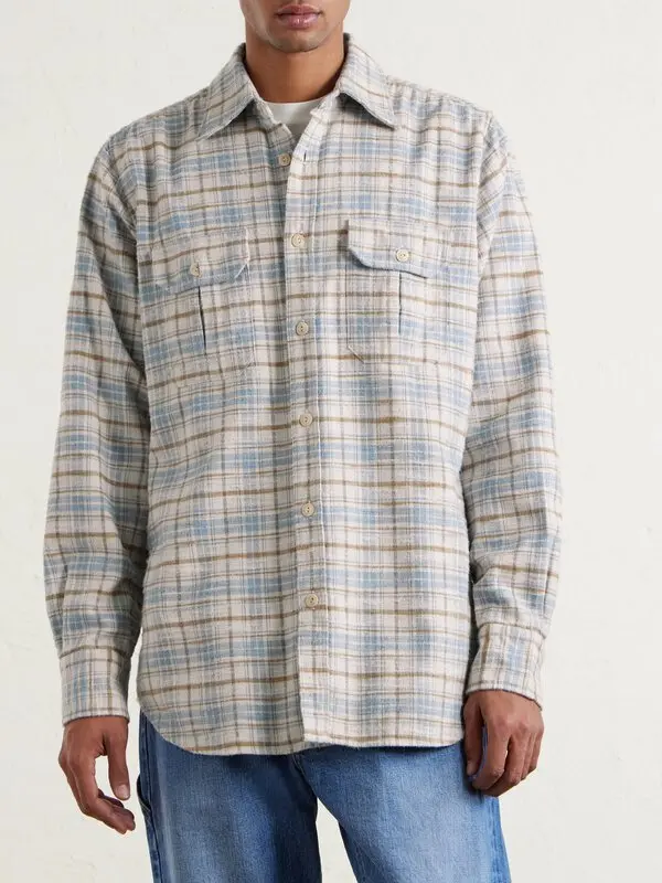 DRAKE'S Checked Brushed Cotton-flannel Shirt
