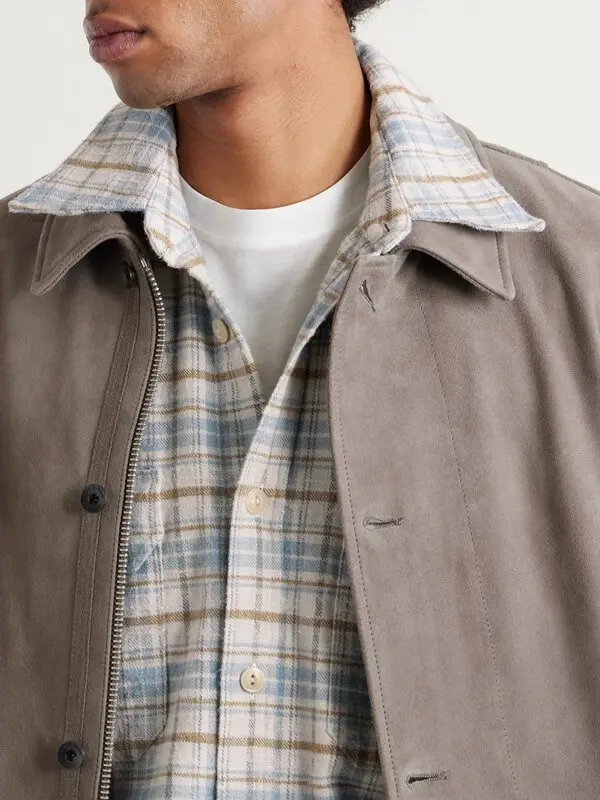 DRAKE'S Checked Brushed Cotton-flannel Shirt