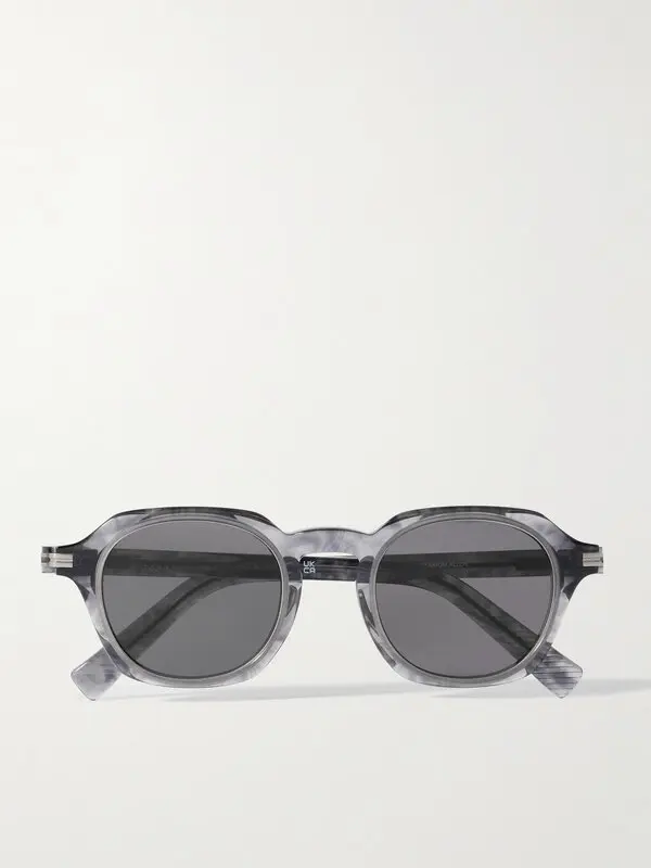 Zegna Round-frame Marbled Sunglasses - Gray