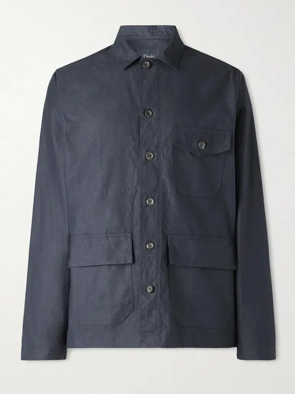 DRAKE'S Cotton Overshirt - Blue