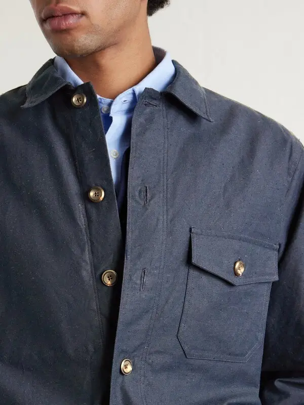 DRAKE'S Cotton Overshirt - Blue