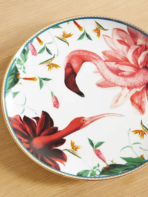 La DoubleJ Beto Val Gold-plated Painted Porcelain Plate - Multi