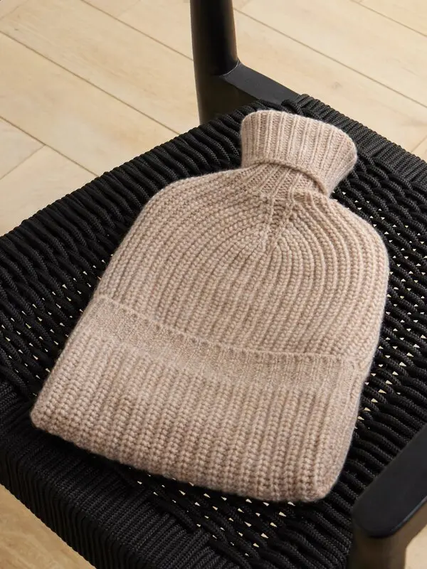 Johnstons Of Elgin Ribbed Cashmere Hot Water Bottle Cover - Neutrals