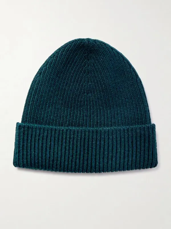 Johnstons Of Elgin Ribbed Cashmere Beanie - Green