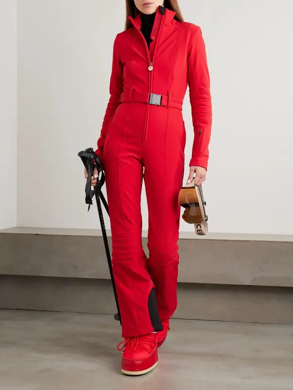 Perfect Moment Jg Belted Padded Down Ski Suit - Red