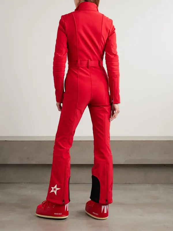 Perfect Moment Jg Belted Padded Down Ski Suit - Red