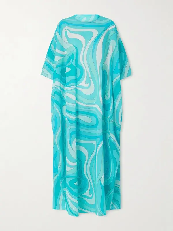 Emilio Pucci Printed Cotton-voile Kaftan - Blue