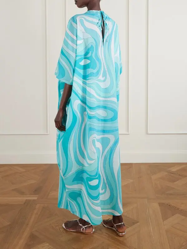 Emilio Pucci Printed Cotton-voile Kaftan - Blue