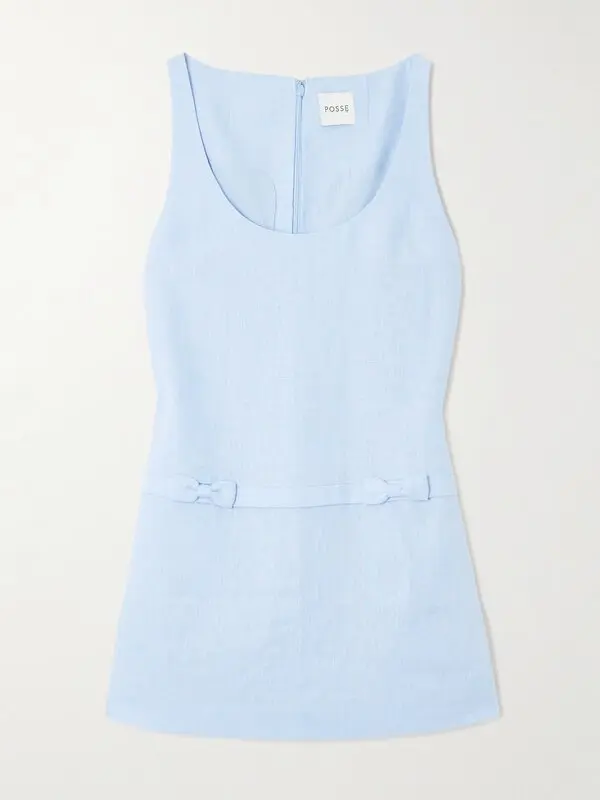Posse Harper Bow-detailed Linen Mini Dress