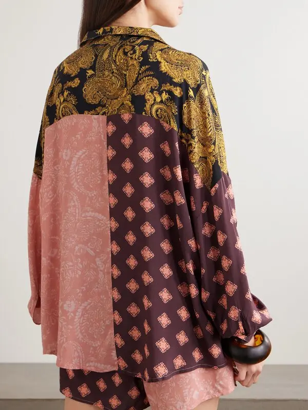 DONDE ESTEBAN Estrellitas Printed Crepe Shirt - Brown