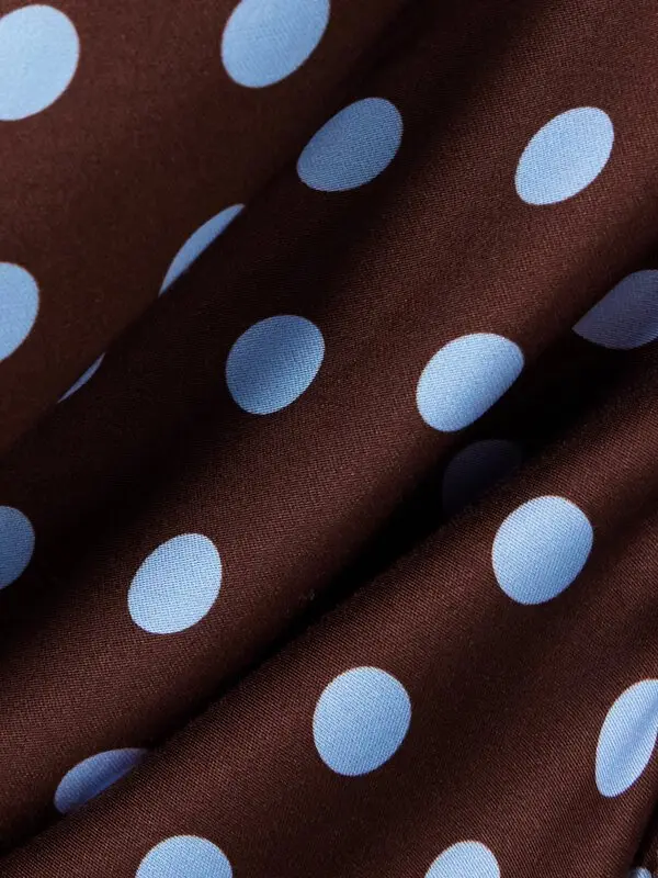 Posse Leo Polka Dot Satin Midi Dress - Brown