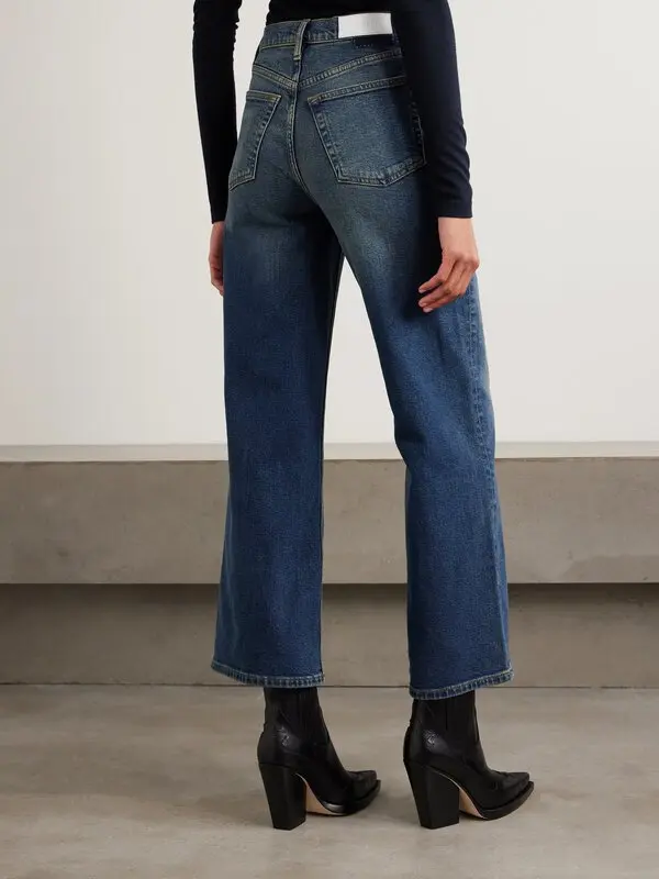 RE/DONE Cropped High-rise Wide-leg Jeans - Blue