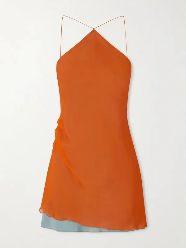 Sir The Label Dabica Layered Halterneck Mini Dress - Orange