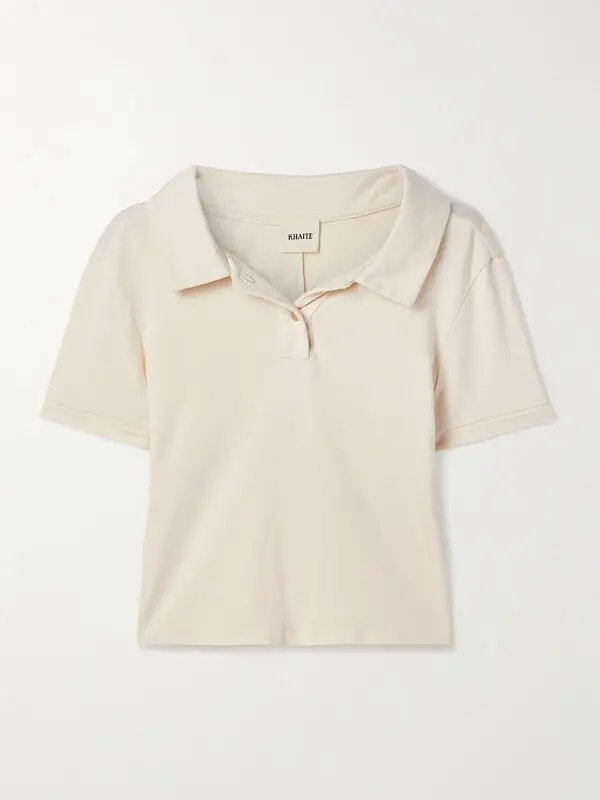 Khaite Jasna Jersey Polo Shirt - Neutrals