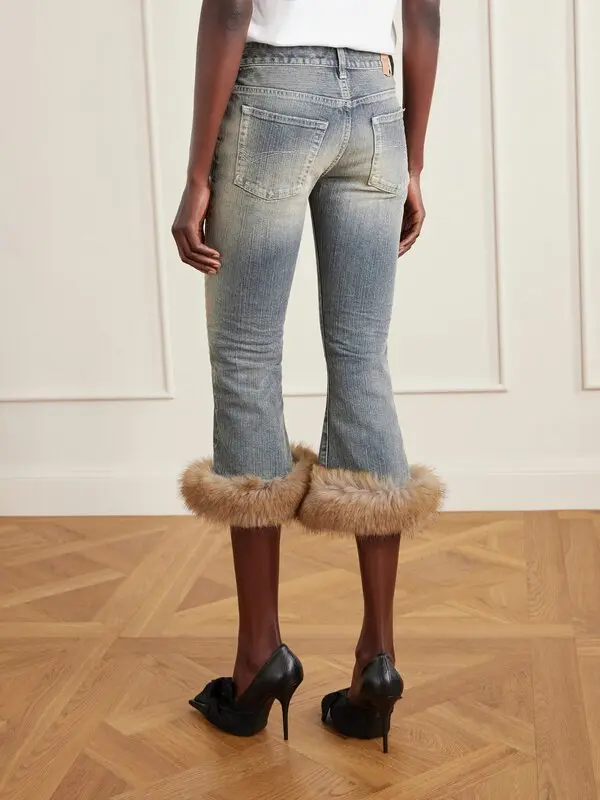 Balenciaga Cropped Plush-trimmed Flared Jeans