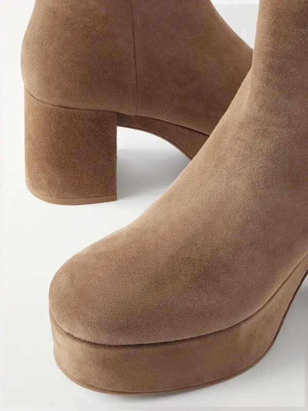 GIANVITO ROSSI Sally 75 Suede Platform Ankle Boots - Brown